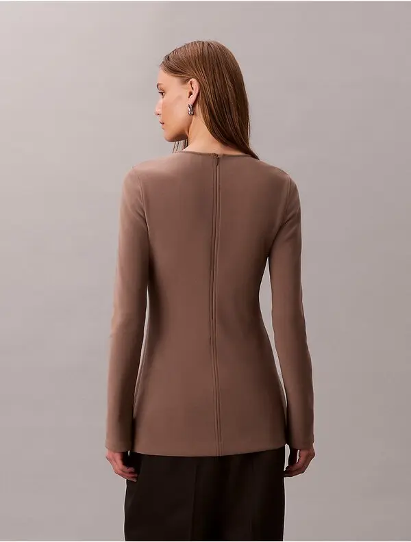 Calvin Klein Tailored Knit Slim Tunic Top - Sugar Almond