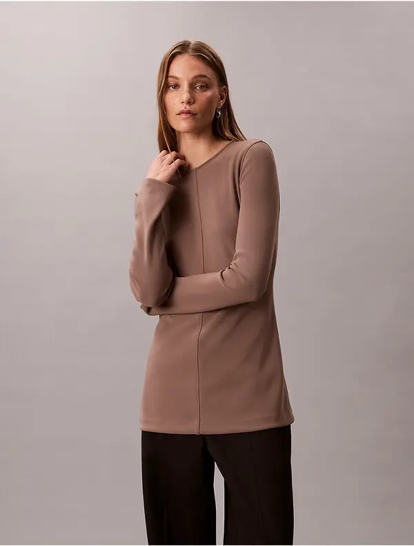 Calvin Klein Tailored Knit Slim Tunic Top - Sugar Almond