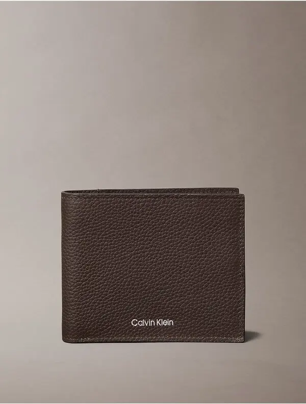 Calvin Klein Foil Embossed Logo Bifold Wallet - Chocolate Martini