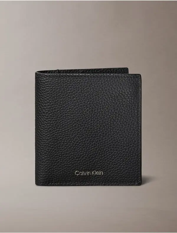 Calvin Klein Foil Embossed Logo Slim Bifold Wallet - Black