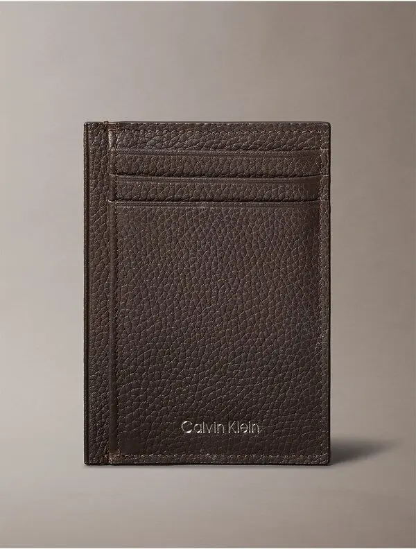 Calvin Klein Foil Embossed Logo Card Case - Ck Dark Brown