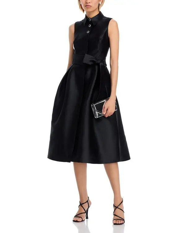 Rickie Freeman For Teri Jon Mikado Sleeveless Shirt Dress