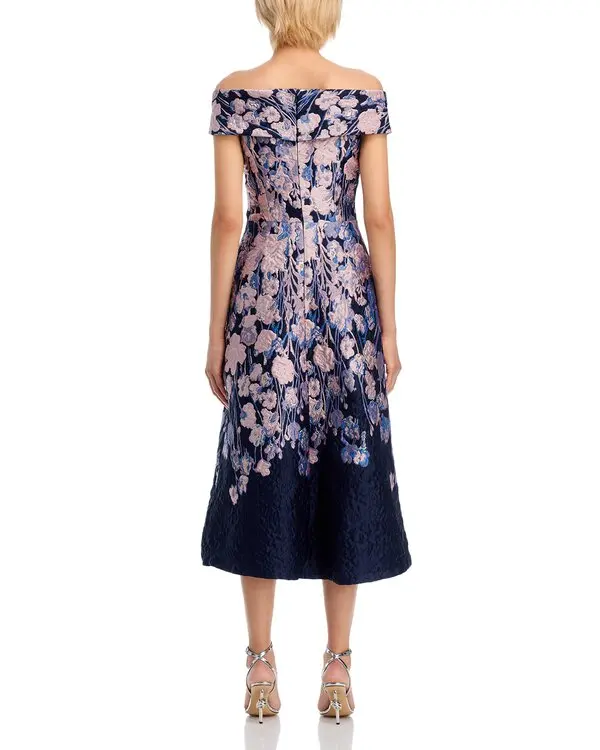 Rickie Freeman For Teri Jon Floral Metallic Fit & Flare Dress