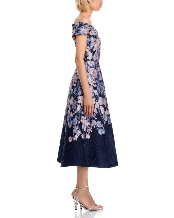 Rickie Freeman For Teri Jon Floral Metallic Fit & Flare Dress