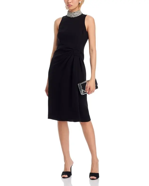 Rickie Freeman For Teri Jon Mock Neck Sarong Dress