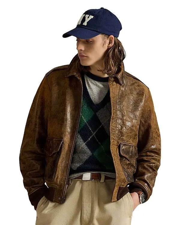 ジャケット・アウター Polo club leather flight jacket Polo Ralph Lauren Leather Flight Jacket In Brown - 48% Off