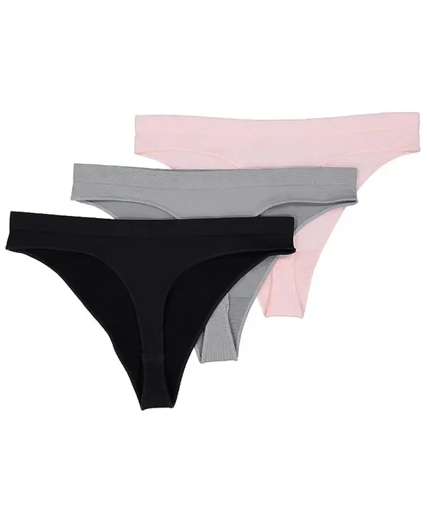 BRABAR Comfy Undies Hi Leg Thong, 3 Pack - Black/natural Grey/ballet Pink