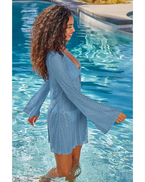 BECCA By Rebecca Virtue Lace Tunic Swim Cover-up - Sky Blue