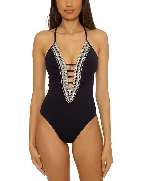Becca By Rebecca Virtue Fiesta Clare Plunge One Piece Swimsuit - Black