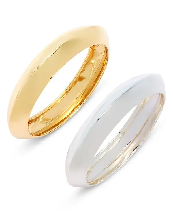 Aqua Bangle Bracelets Set Of 2 - Two Tone