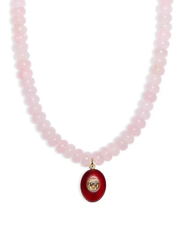 Aqua Quartz Beaded Pendant Necklace - Pink