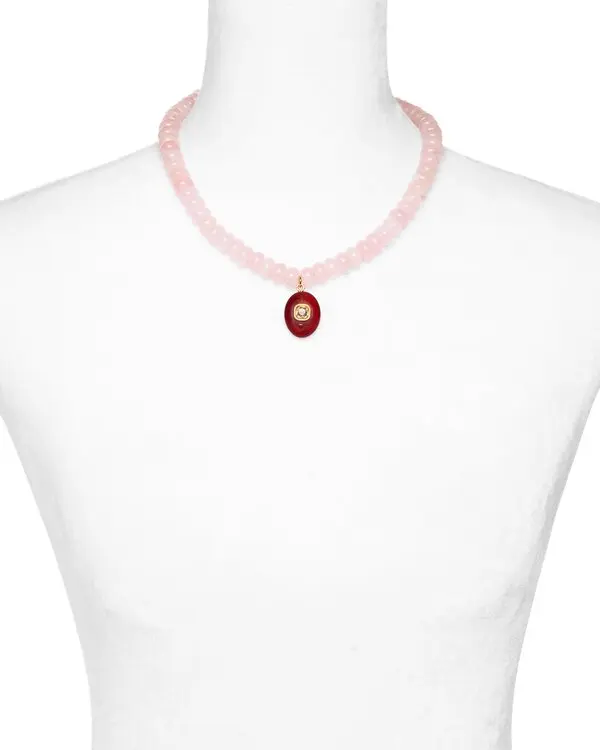 Aqua Quartz Beaded Pendant Necklace
