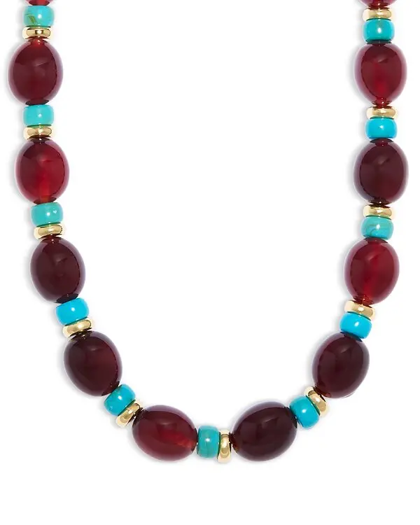 Aqua Beaded Necklace - Brown/blue