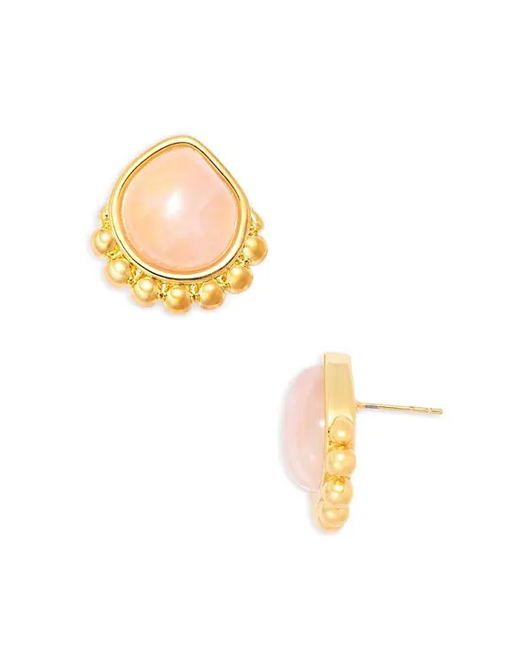 Aqua Rose Quartz Stud Earrings - Pink/gold