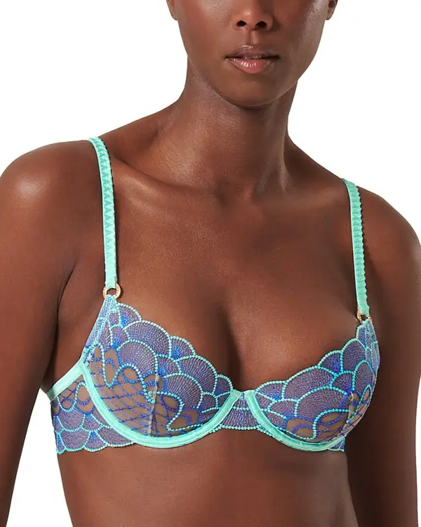 Bluebella Elina Wired Embroidered Bra - Egyptian Blue/island Paradise Blue/sheer
