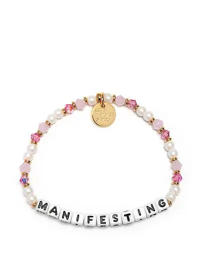 Pink Manifesting Beaded Bracelet - Black