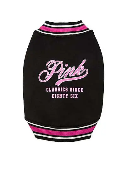 Pink Pup Pet Varsity Jacket - Black