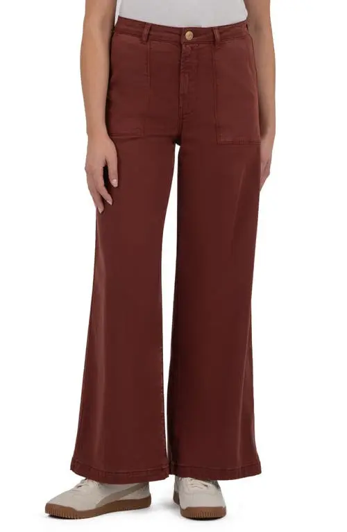 Kut From The Kloth Meg Patch Pocket High-waisted Wide-leg Pants - Rust