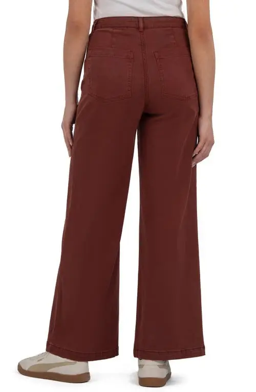 Kut From The Kloth Meg Patch Pocket High-waisted Wide-leg Pants - Rust