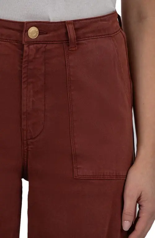 Kut From The Kloth Meg Patch Pocket High-waisted Wide-leg Pants - Rust
