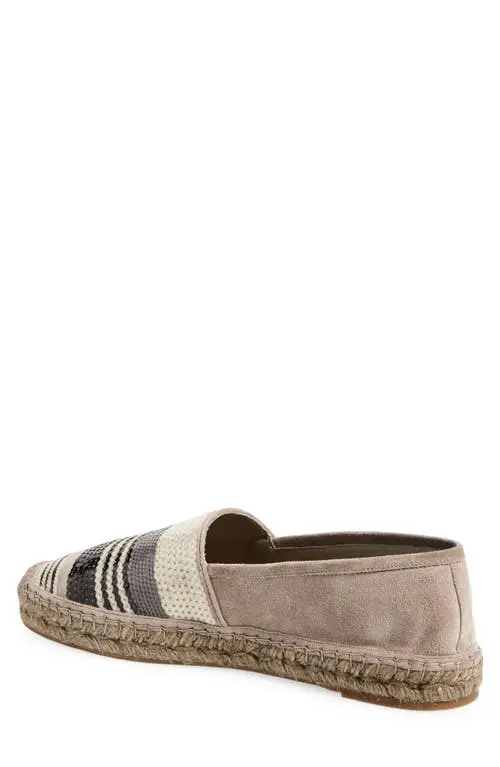 Brunello Cucinelli Sequin Stripe Suede Espadrille