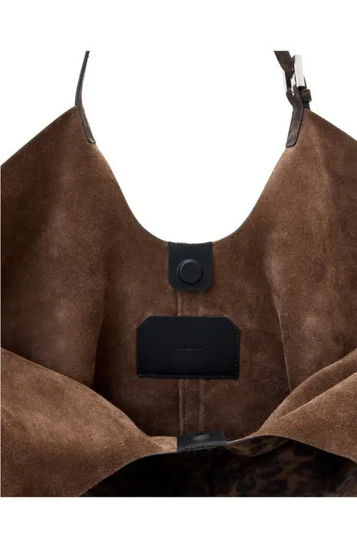 ALLSAINTS Ara East West Leopard Print Suede Tote - Leopard Brown