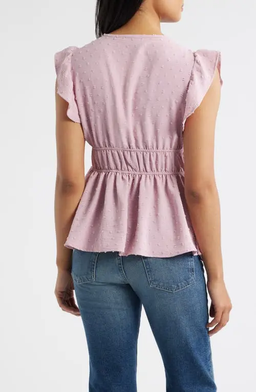 Loveappella Flutter Sleeve Empire Waist Top - Blush