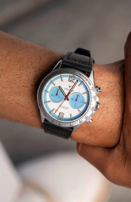 VINCERO The Apex Chronograph Leather Strap Watch