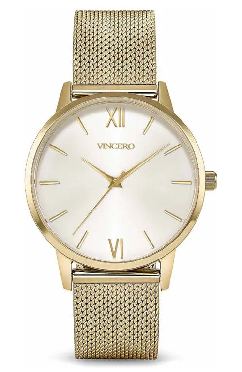 VINCERO Petite Eros Mesh Strap Watch - Gold/satin