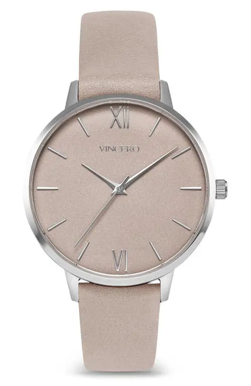 VINCERO Eros Leather Strap Watch - Taupe/silver