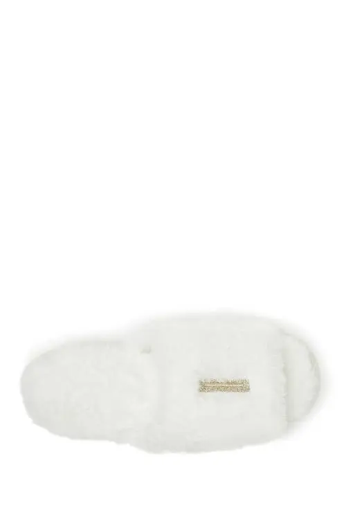 DEARFOAMS Novelty Faux Fur Bridal Slides - Alabaster