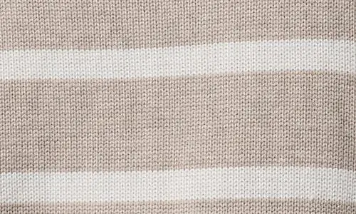 Splendid Striped Quarter Zip Pointelle Sweater - Light Cedar Beige/multi
