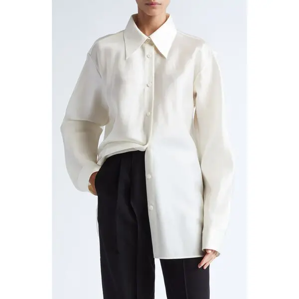 GIA STUDIOS Perle Oversize Vietnamese Silk Button-up Shirt