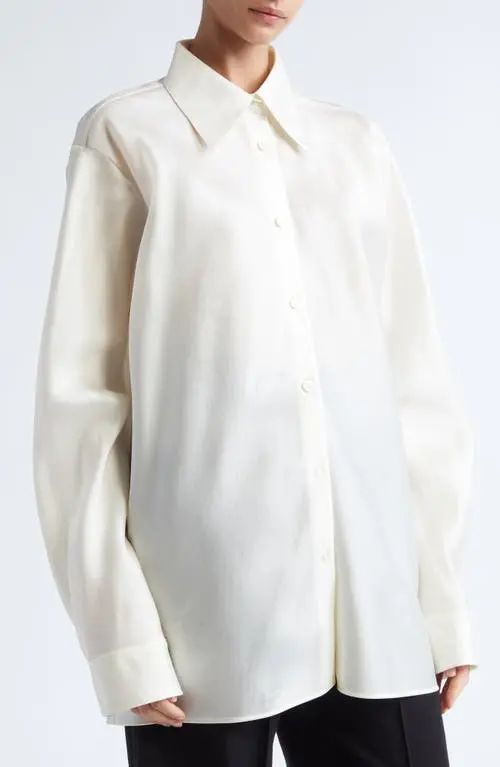 GIA STUDIOS Perle Oversize Vietnamese Silk Button-up Shirt