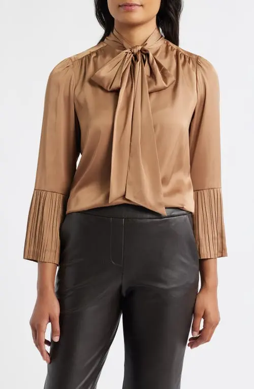 Anne Klein Pussybow Tie Satin Top