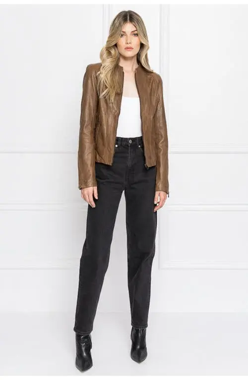 LAMARQUE Arlette Leather Biker Jacket - Rawhide
