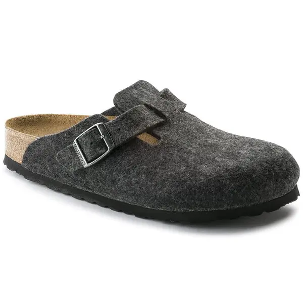BIRKENSTOCK Boston Wool Clogs - Anthracite