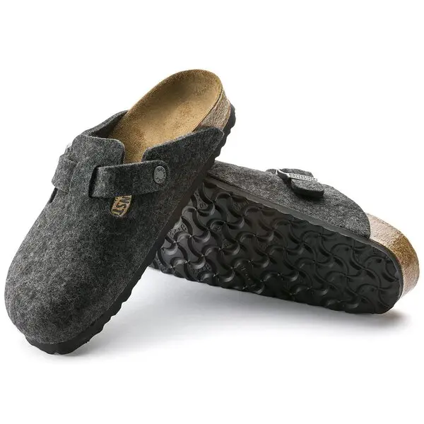 BIRKENSTOCK Boston Wool Clogs - Anthracite