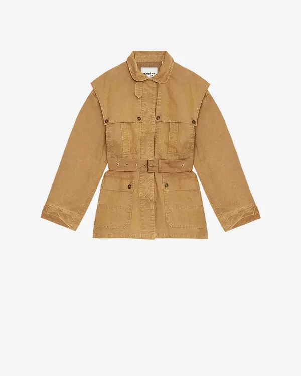 MARANT ETOILE Malika Belted Cotton Jacket - Bronze