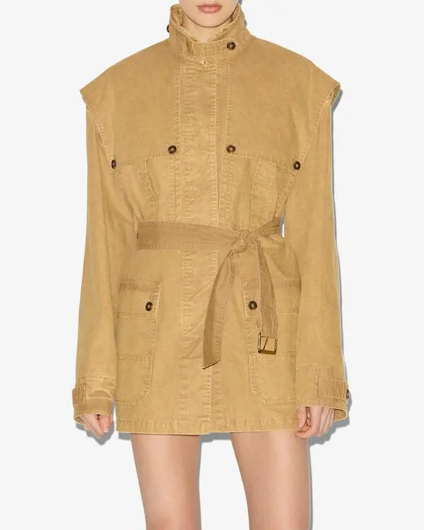MARANT ETOILE Malika Belted Cotton Jacket - Bronze