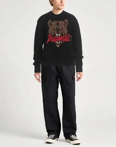 Dsquared2 Multicolor Intarsia Knit Crewneck Sweater - Black