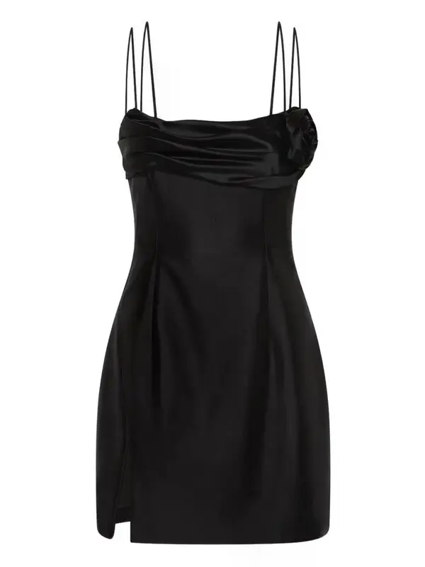 Rachel Gilbert Sawyer Rose-Embellished Mini Dress - Black | Editorialist