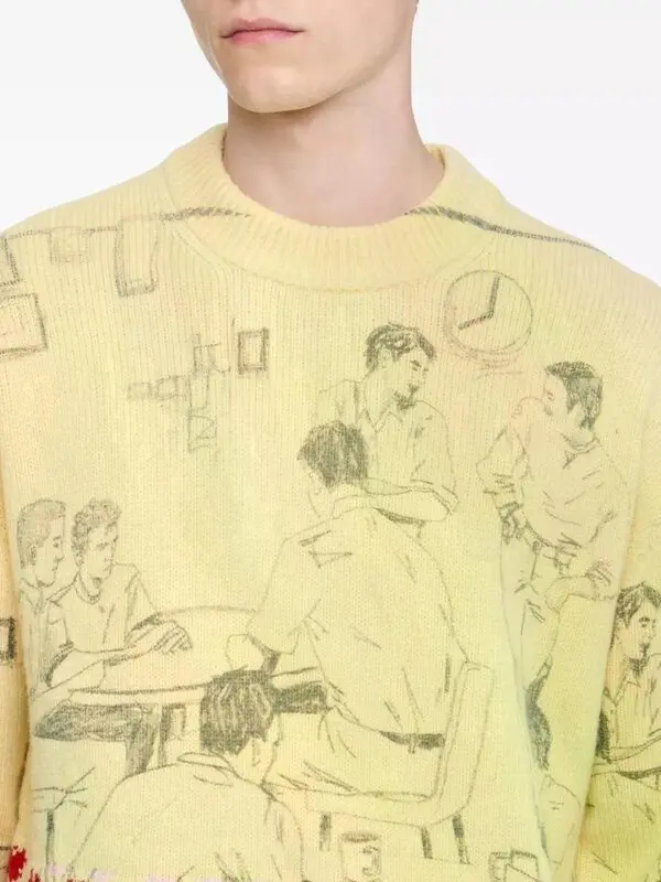 JW Anderson Sketch Houndstooth Sweater - Yellow
