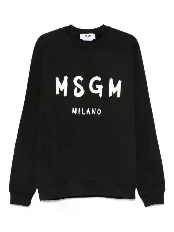 MSGM Logo-print Cotton Sweatshirt - Black