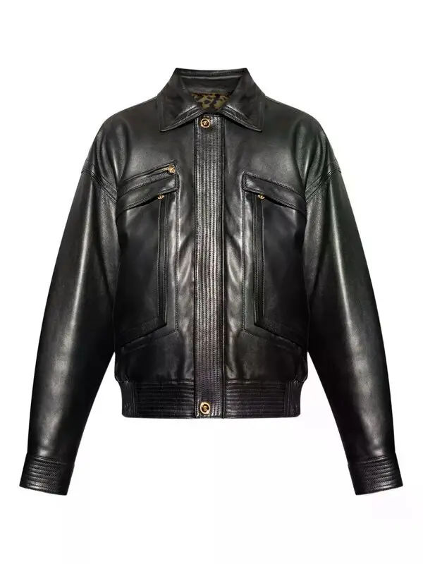 Versace Flap-pocket Leather Jacket