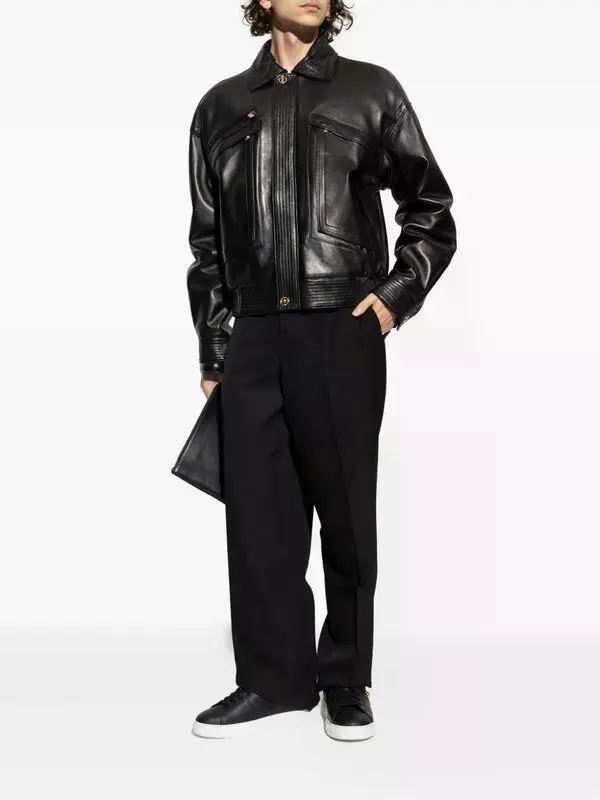 Versace Flap-pocket Leather Jacket