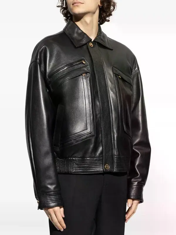 Versace Flap-pocket Leather Jacket
