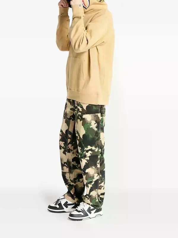 A BATHING APE Camo Shark-motif Hooded Sweatshirt