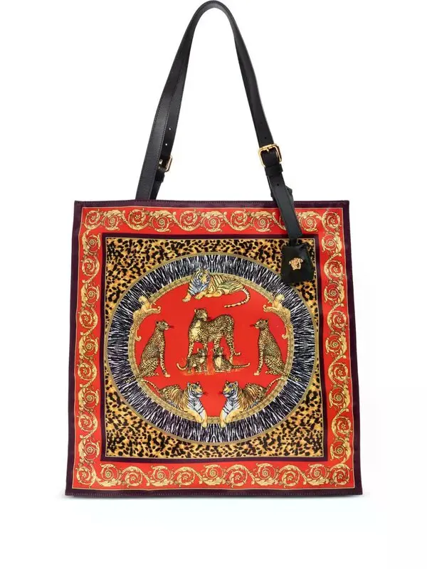 Versace Animal-print Baroque Tote - Red