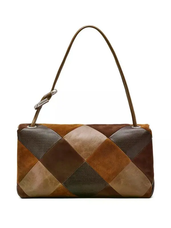 Marc Jacobs Large Suede Patchwork Dual Shoulder Bag - Brown